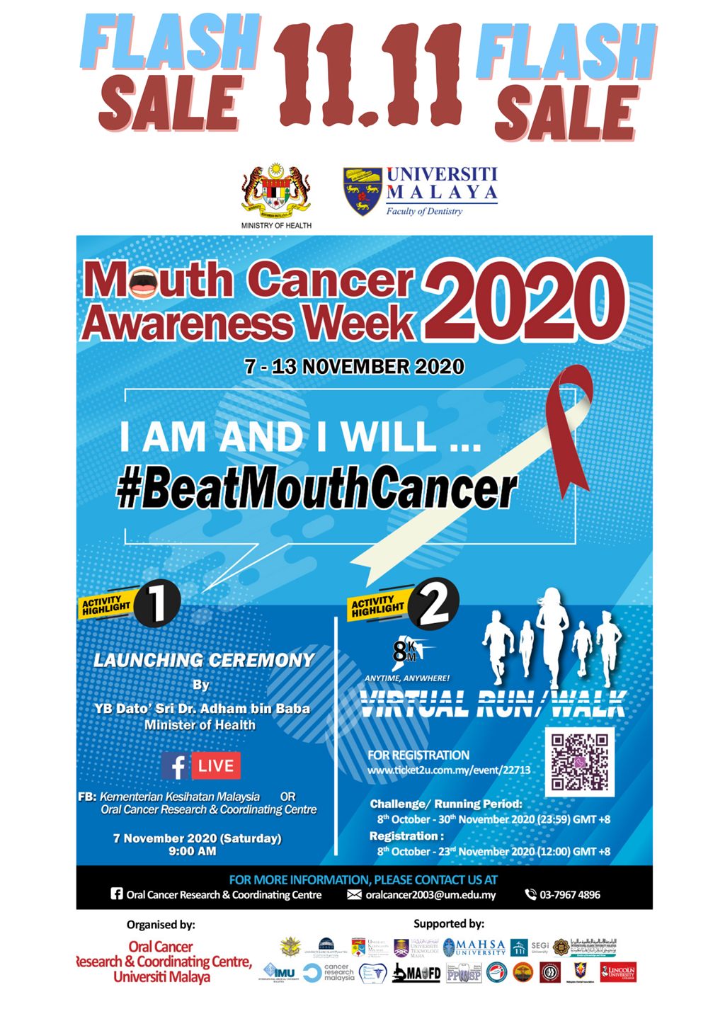 Mouth Cancer Awareness Week (MCAW) 2020 Virtual Run/Walk