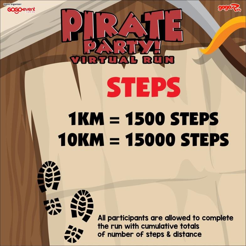 Pirate Party Virtual Run (1km, 5km, 10km, 21km & 42km)