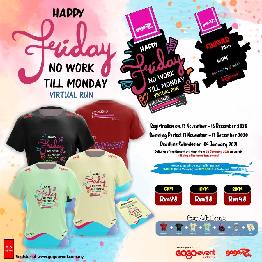 Happy Friday Virtual Run (5km, 10km & 21km) | Ticket2u
