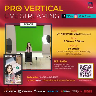 Professional Vertical Live Streaming: Tik Tok & Instagram (Johor)