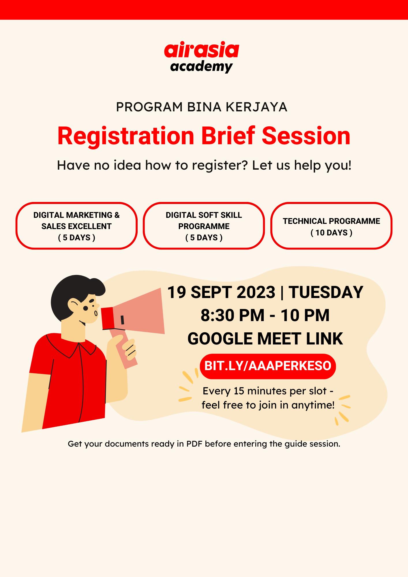 Program Bina Kerjaya Registration Brief Session | Ticket2u