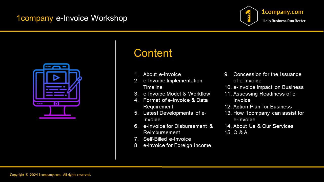 1company e-Invoice Workshop | Ticket2u